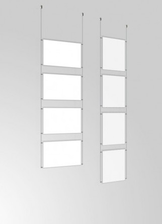 A3 Ceiling Mounted Cable Kit with Poster Pockets https://hangingsystem.uk/