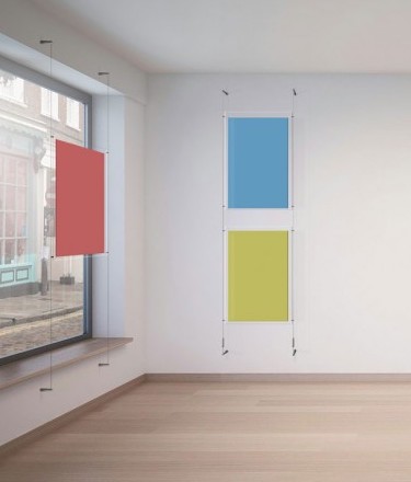 Wall to Wall Cable Displays (Blue) - hangingsystem.uk